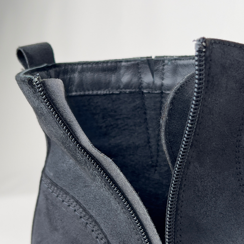 Ghete vintage din piele naturală velur - Gary - Negru - WAX Effect ...